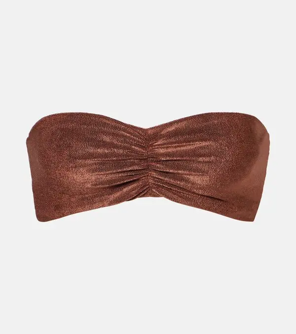 Jade Swim Terry Bandeau Bikini Top - Brown