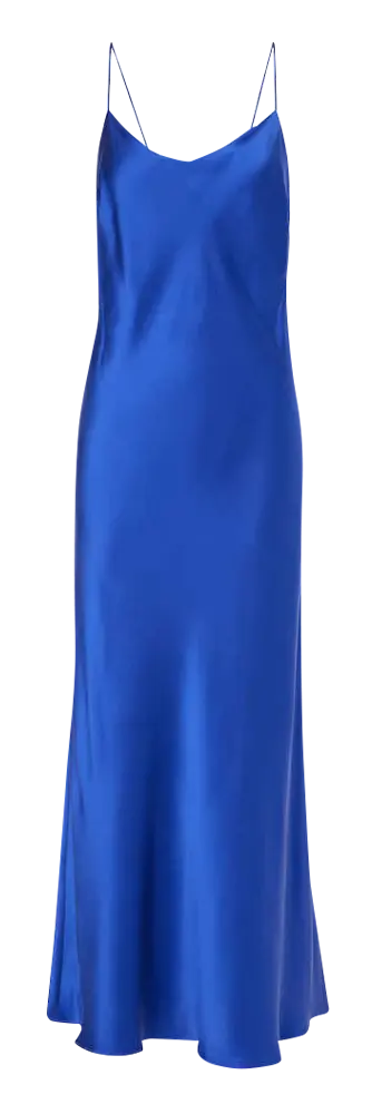 Asceno Lyon Silk Charmeuse Slip Dress - Blue
