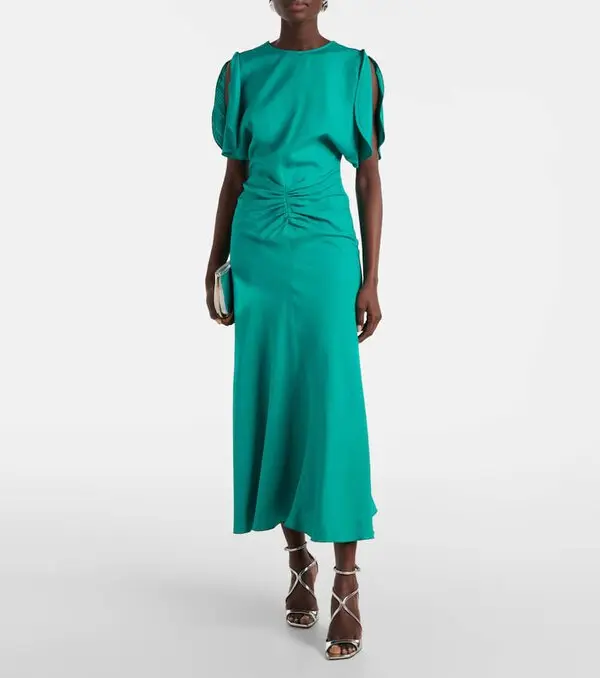 Victoria Beckham Gathered Midi Dress - Green