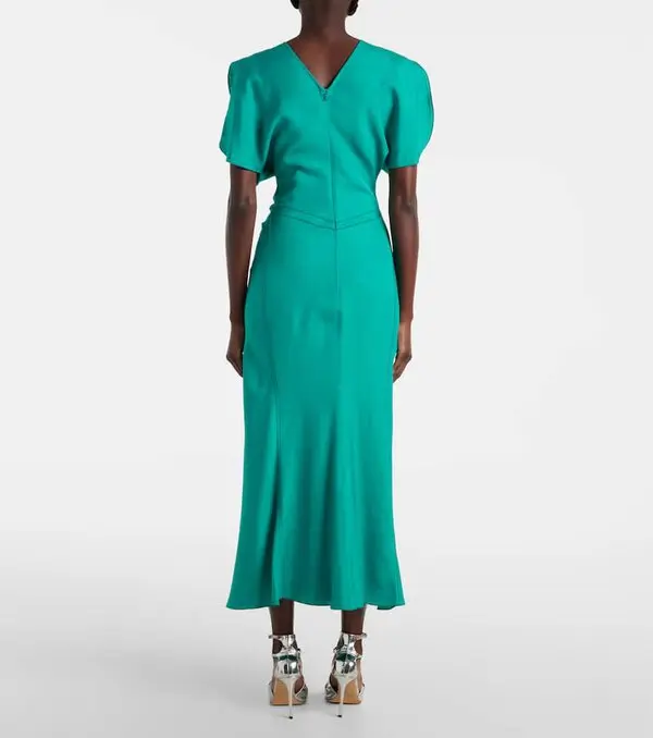 Victoria Beckham Gathered Midi Dress - Green