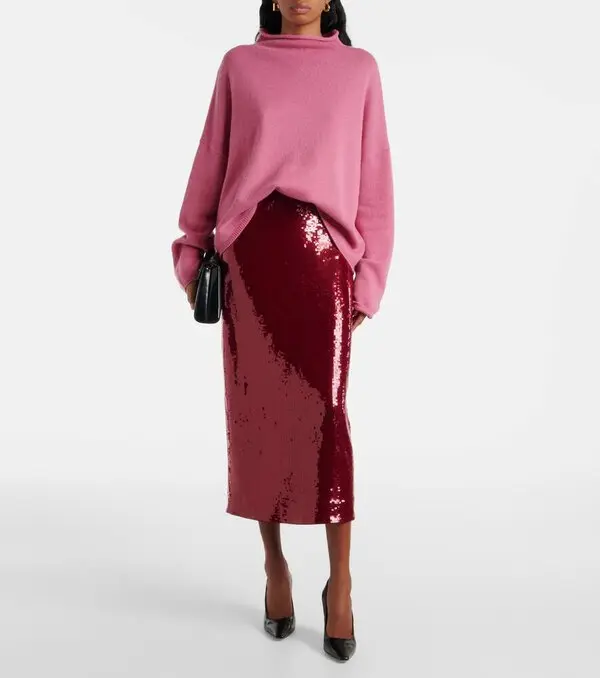 Veronica Beard Koa Sequined Pencil Skirt - Red
