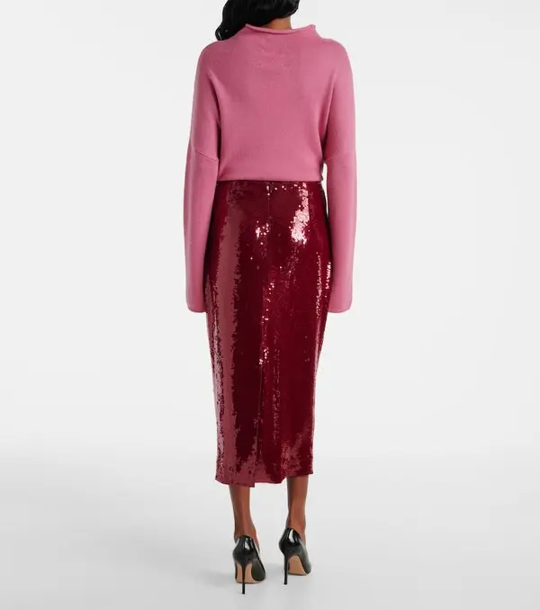 Veronica Beard Koa Sequined Pencil Skirt - Red