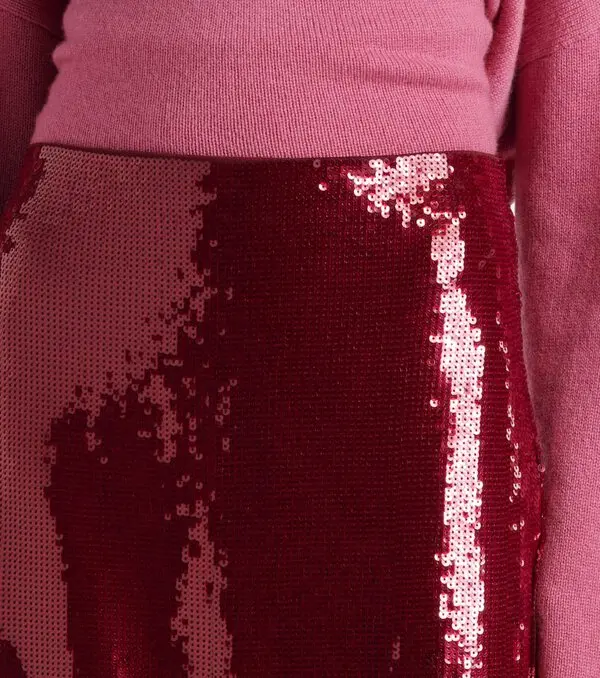 Veronica Beard Koa Sequined Pencil Skirt - Red