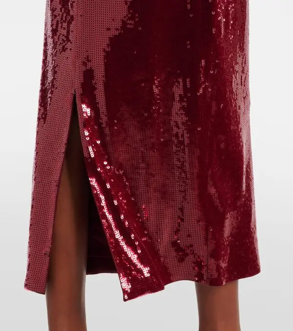 Veronica Beard Koa Sequined Pencil Skirt - Red