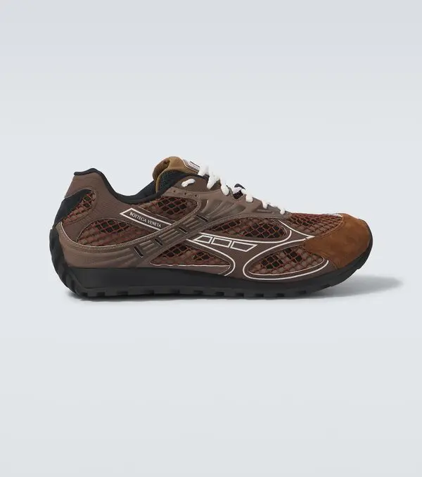 Bottega Veneta Orbit Suede-trimmed Sneakers - Brown