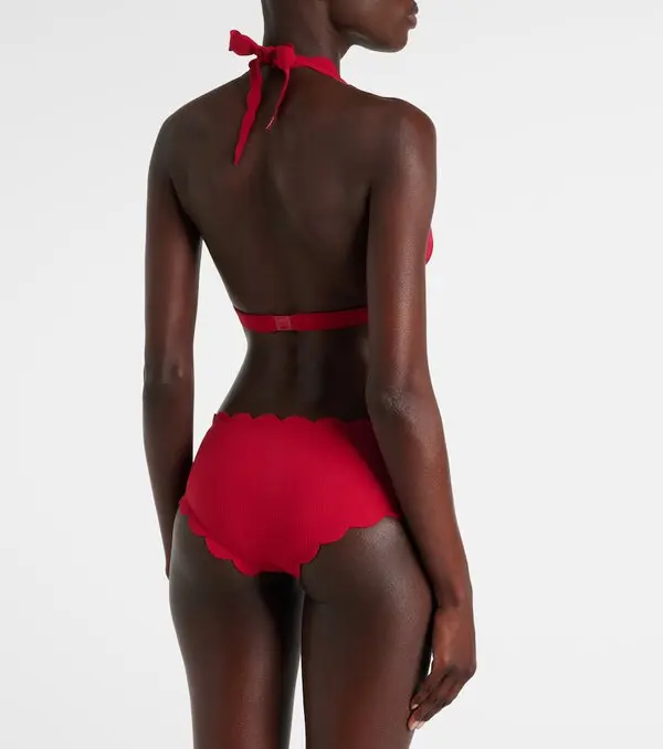 Marysia Spring Scalloped Halterneck Bikini Top - Red