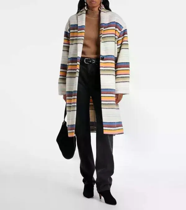 Isabel Marant Étoile Striped Wool-blend Coat - Multicoloured