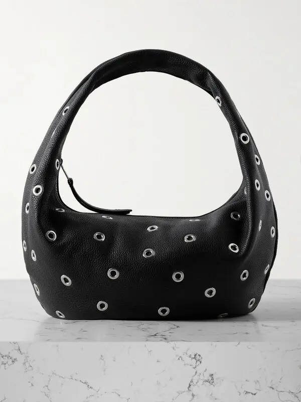 Khaite Olivia Medium Embellished Textured-leather Tote