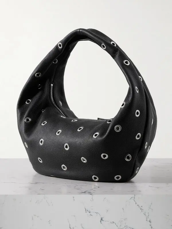 Khaite Olivia Medium Embellished Textured-leather Tote