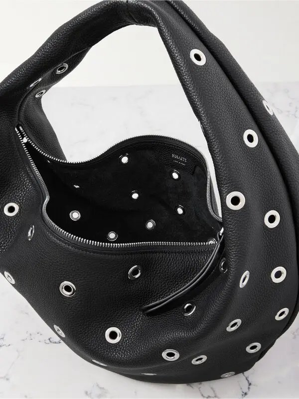 Khaite Olivia Medium Embellished Textured-leather Tote