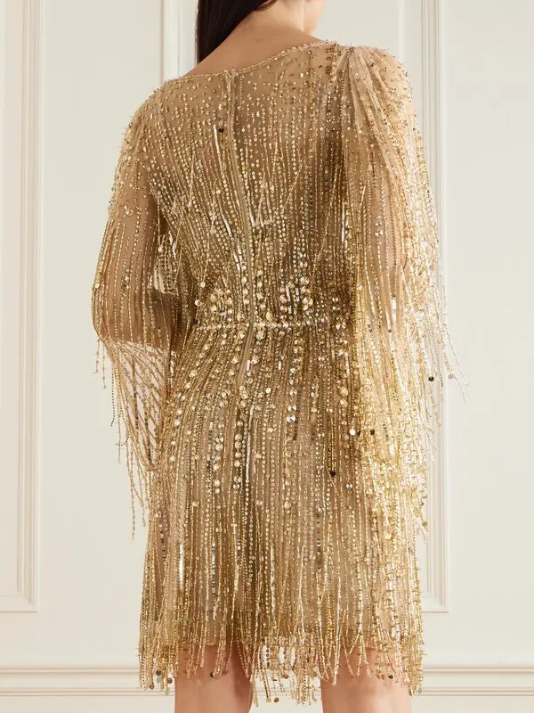 Jenny Packham Dazzle Sequin-embellished Tulle Mini Dress