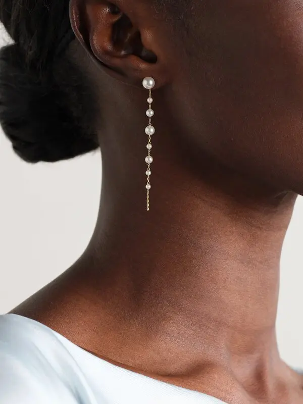 Mizuki 14-karat Gold Freshwater Pearl Dangle Earrings