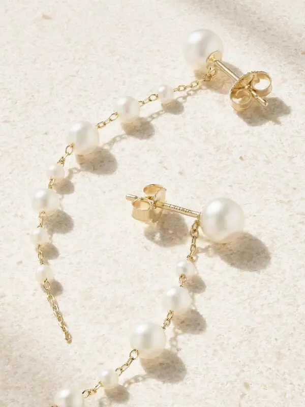Mizuki 14-karat Gold Freshwater Pearl Dangle Earrings