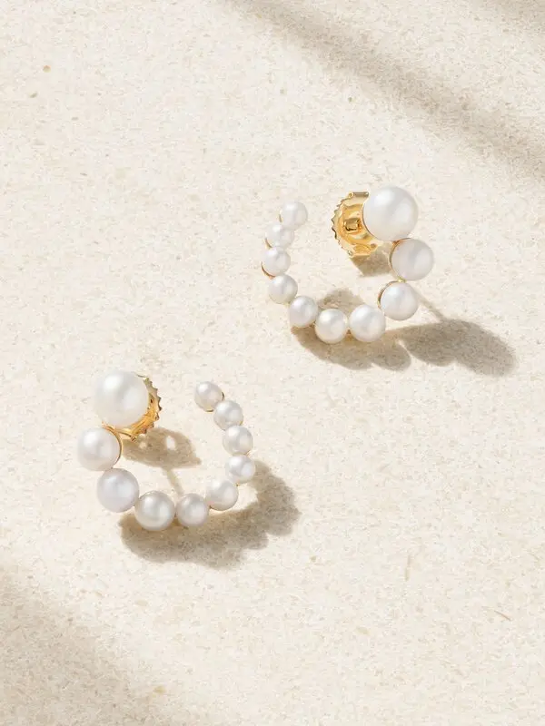 Mizuki 14-karat Gold Pearl Earrings - White