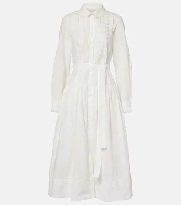 Ulla Johnson Belted Cotton Shirt Dress - White