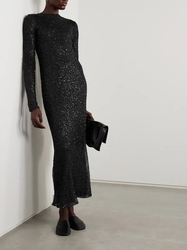 Proenza Schouler Marlowe Embellished Metallic Knitted Midi Dress