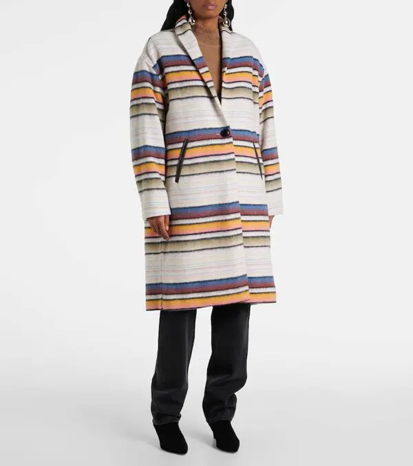 MARANT ETOILE Striped Wool-blend Coat