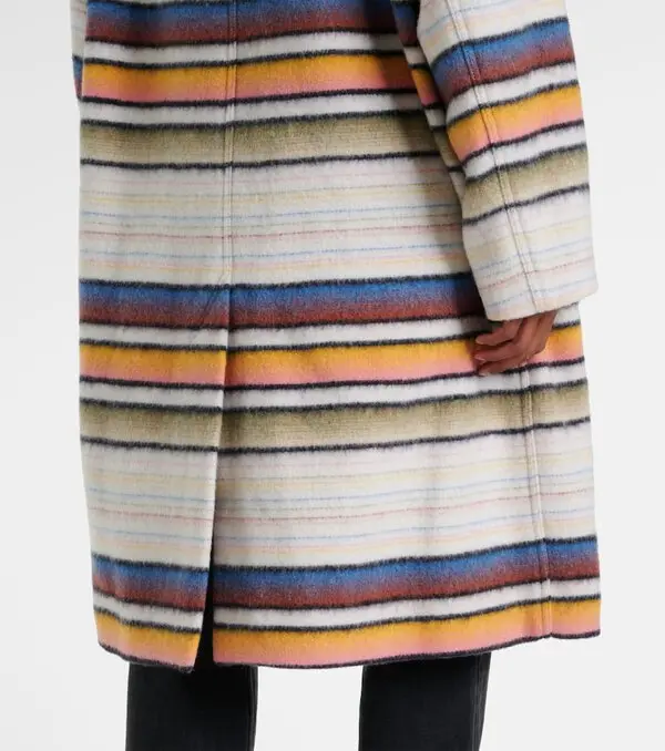 MARANT ETOILE Striped Wool-blend Coat
