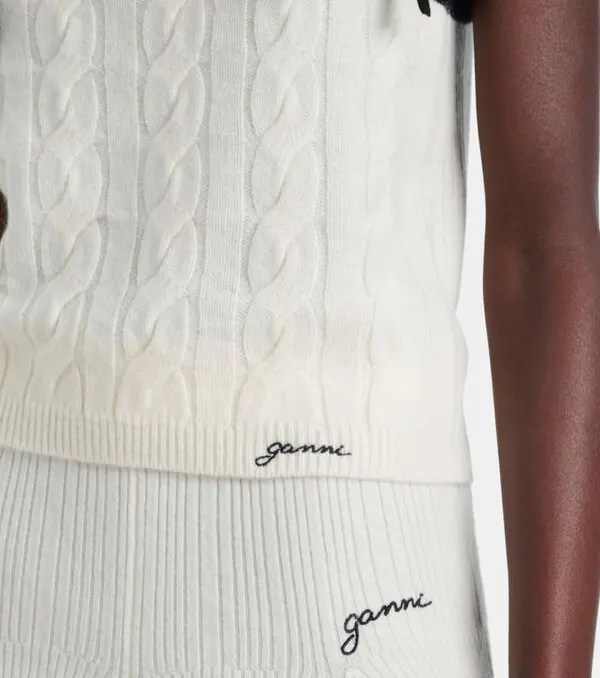 GANNI Wool And Cashmere Knit Top With Tie Details