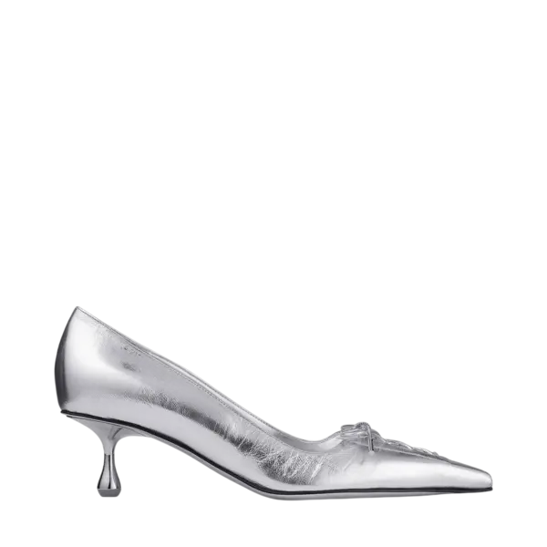 JIMMY CHOO Scarlett 50 Metallic Leather Pumps - Silver