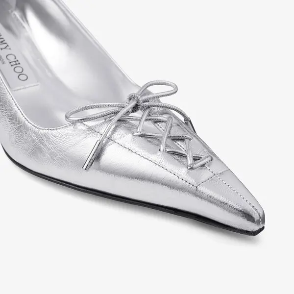 JIMMY CHOO Scarlett 50 Metallic Leather Pumps - Silver