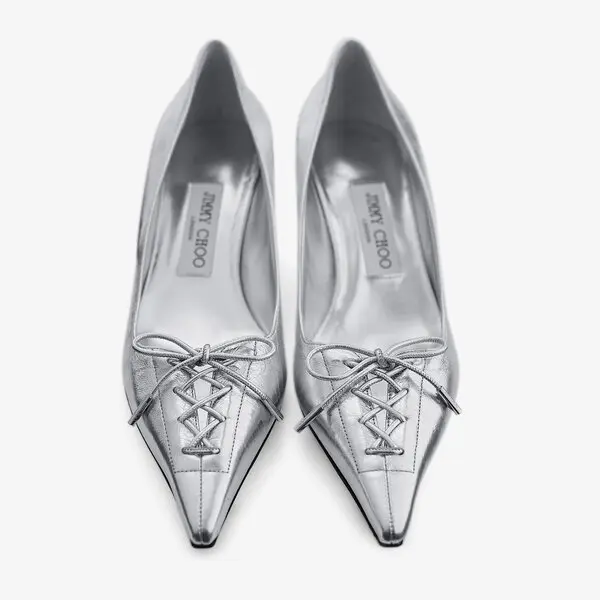 JIMMY CHOO Scarlett 50 Metallic Leather Pumps - Silver
