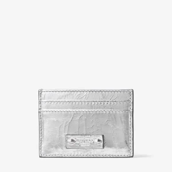 JIMMY CHOO Umika Silver Vintage Metallic Leather Card Holder - Silver/antique Silver