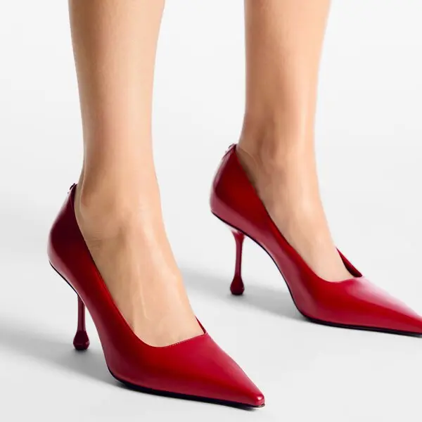 JIMMY CHOO Ixia 80 Leather Pumps - Ruby Red