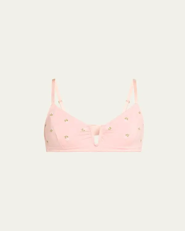 VIDERIS LINGERIE Angela Floral-embroidered Soft Cup Bra - Rosy Blossom