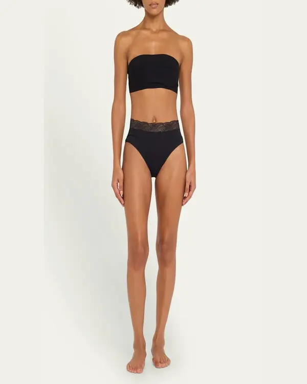 Hanro Cotton Delight Lace-trim High-cut Briefs - Black