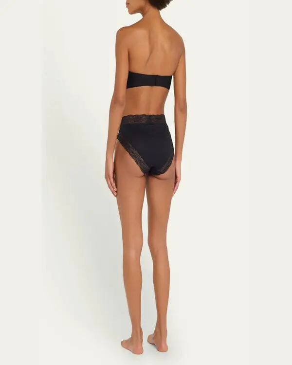 Hanro Cotton Delight Lace-trim High-cut Briefs - Black