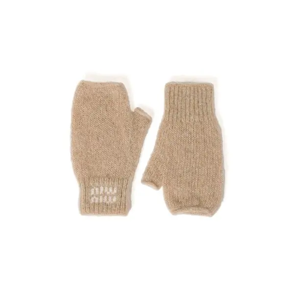 Miu Miu Wool And Mohair Gloves - Natural
