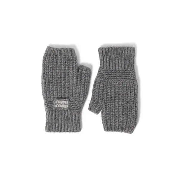Miu Miu Wool And Cashmere Knitted Gloves - Grey
