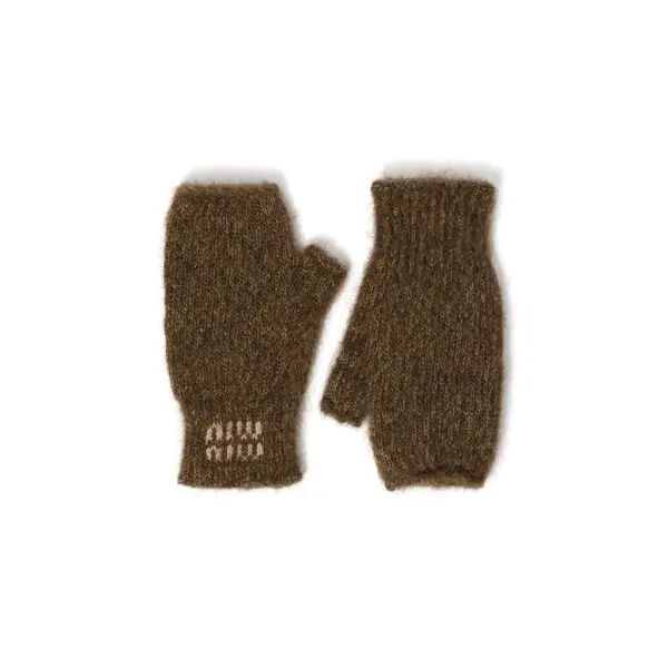 Miu Miu Wool And Mohair Gloves - Tobacco