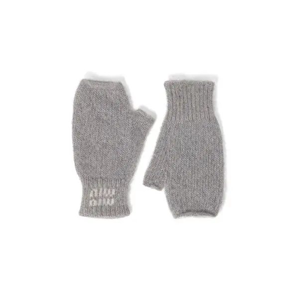 Miu Miu Wool And Mohair Knitted Fingerless Gloves - Grey