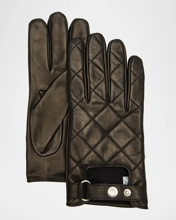 Portolano Diamond-quilted Leather Driving Gloves