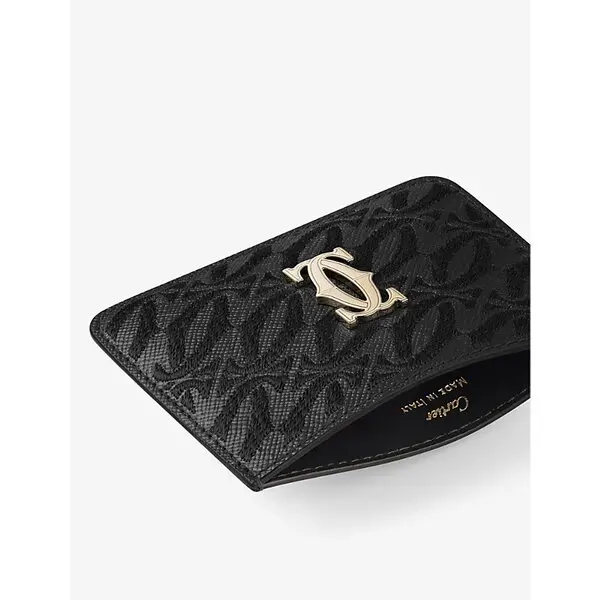 Cartier C De Logo-embellished Leather Card Holder - Black
