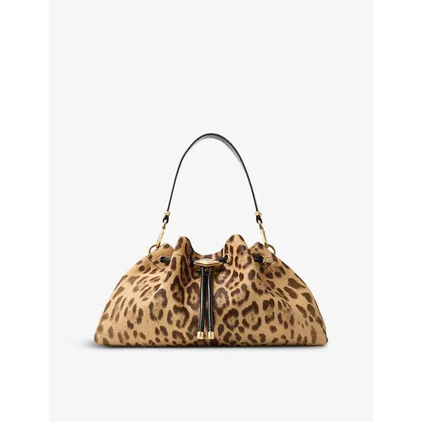JIMMY CHOO Cinch Leopard-print Shoulder Bag - Natural/gold
