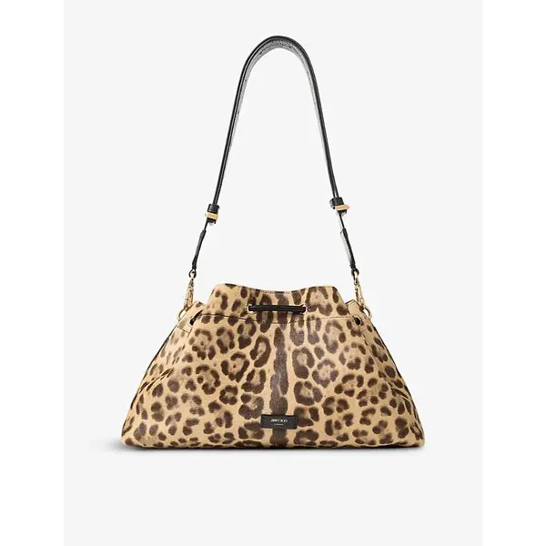 JIMMY CHOO Cinch Leopard-print Shoulder Bag - Natural/gold