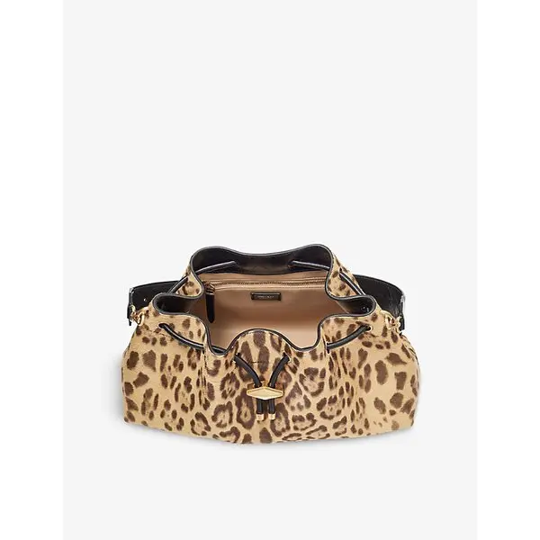 JIMMY CHOO Cinch Leopard-print Shoulder Bag - Natural/gold