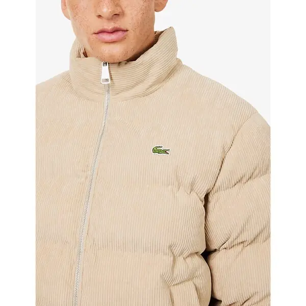 Lacoste Logo-Appliqué Padded Corduroy Jacket - Beige | Editorialist