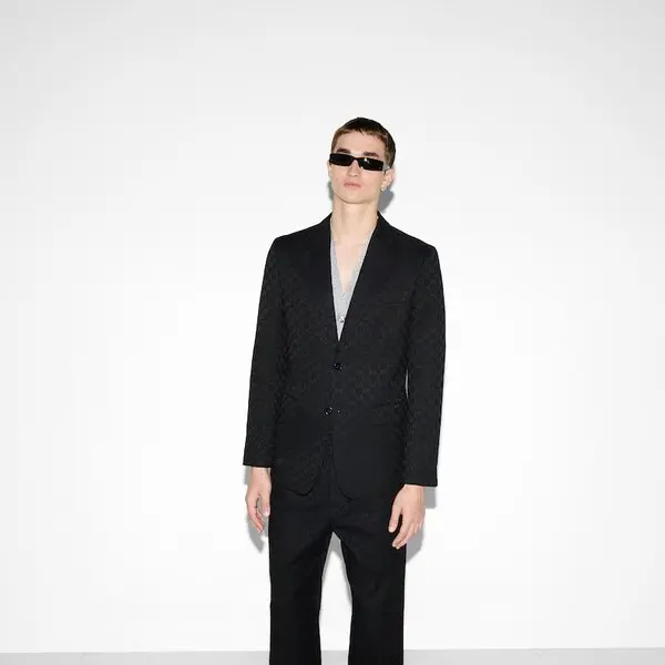 Gucci Gg Cotton Blend Canvas Jacket - Black