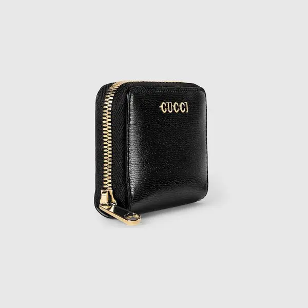 Gucci Zip Card Case With Script Leather