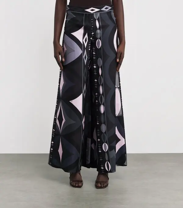 Emilio Pucci Silk Printed Wide-leg Trousers