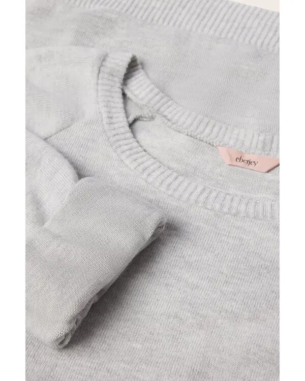 Eberjey Long Sleeve Sleep Top - Light Heather Grey