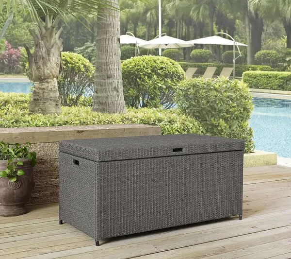 CROSLEY Palm Harbor Wicker Outdoor Storage Box