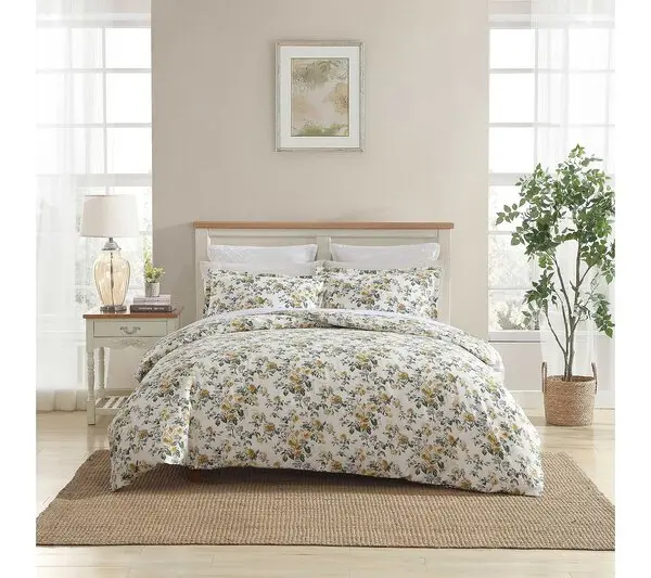 Laura Ashley Roses Gold-green Full/queen Duvet Over Set - One-color