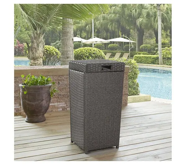 CROSLEY Palm Harbor Wicker Outdoor Trash Can