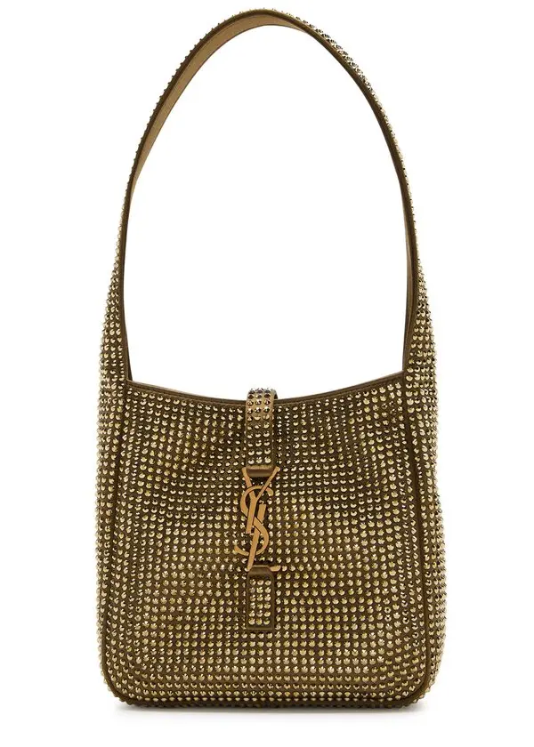 Saint Laurent Le 5 À 7 Mini Embellished Satin Shoulder Bag - Gold