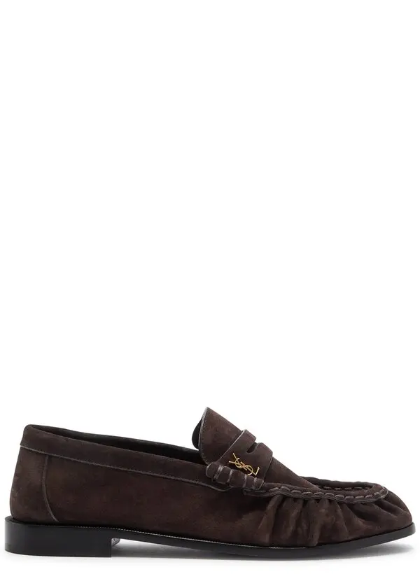 Saint Laurent Le Loafer Suede Loafers - Brown